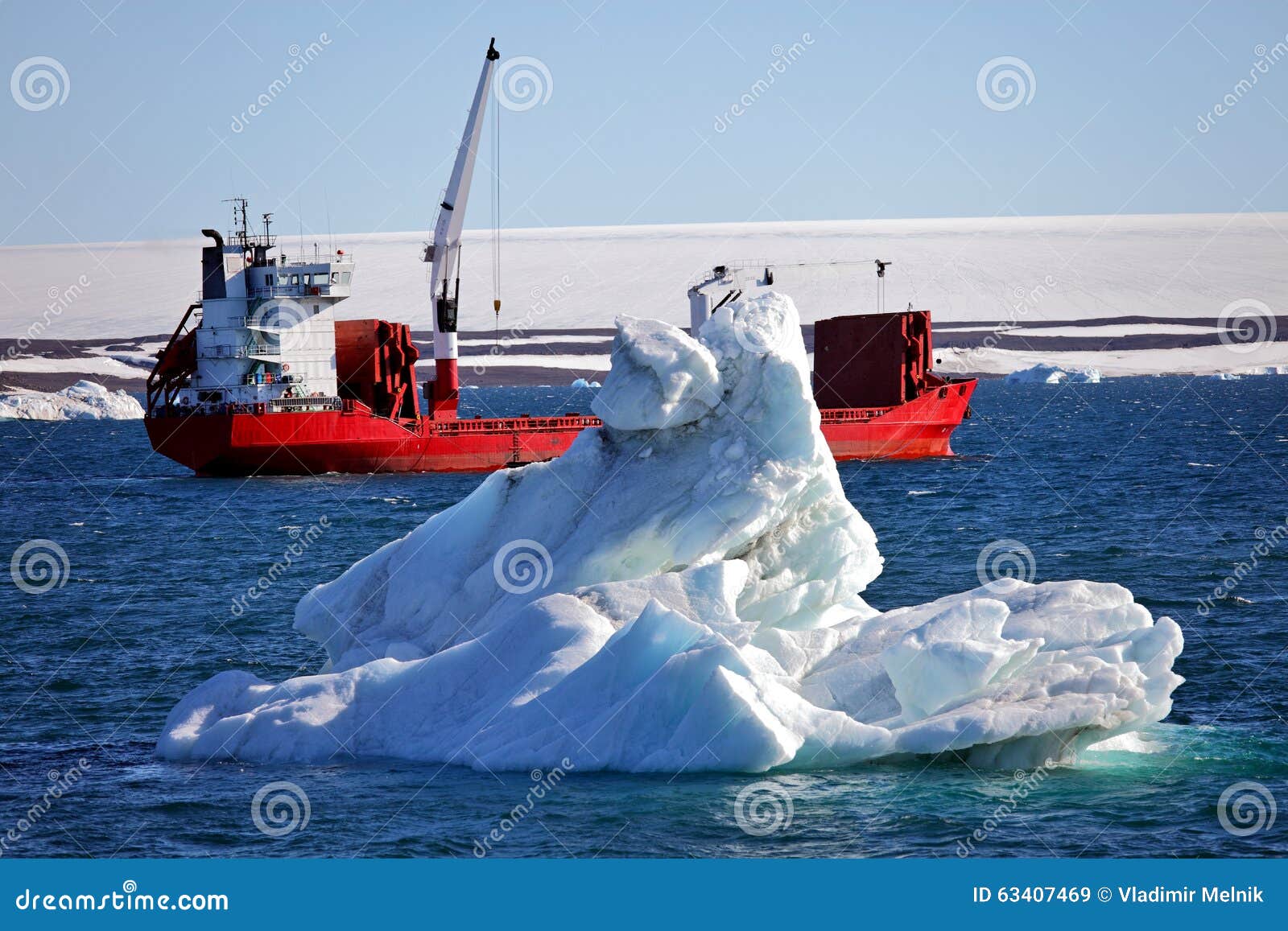 Iceberg and cargo ship stock image. Image of climate - 63407469