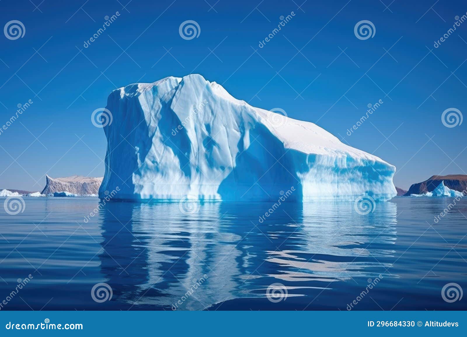 Iceberg Casting Shadow on the Vibrant, Glacier Blue Sea Stock Photo ...