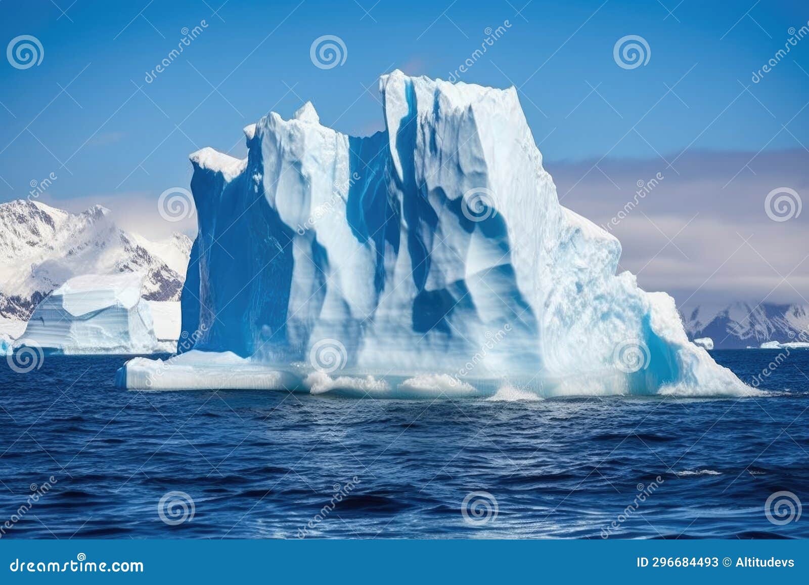 Iceberg with Chunks of Ice Falling into the Ocean Calving Event Stock ...
