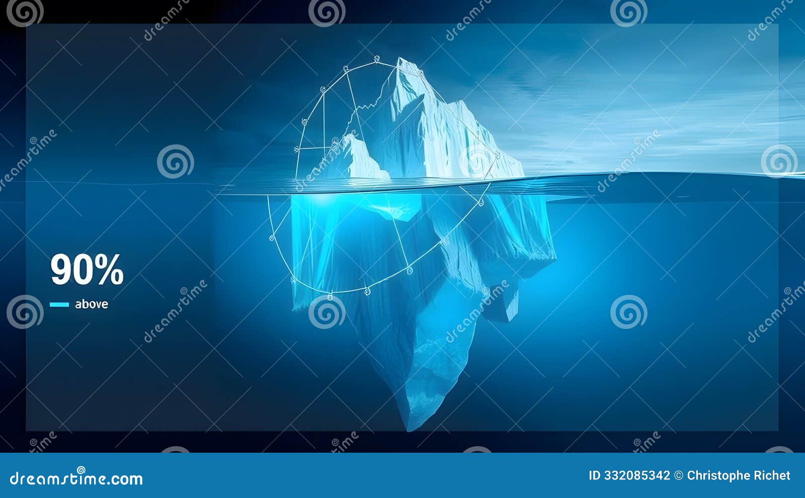 Iceberg with digital data. stock illustration. Illustration of display ...