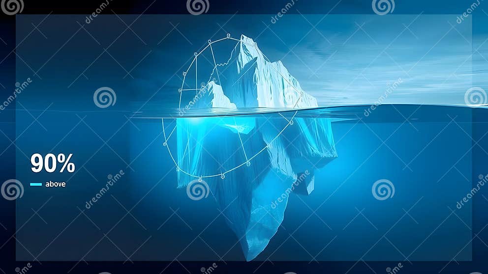 Iceberg with digital data. stock illustration. Illustration of display ...