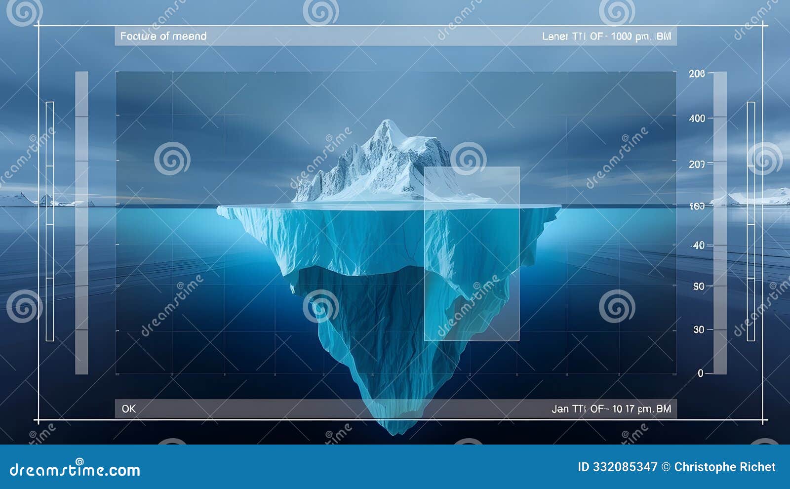 Iceberg with digital data. stock illustration. Illustration of display ...