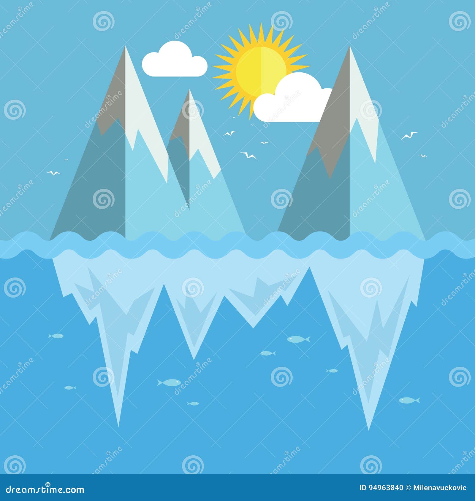 Iceberg Flat Line Icon. Vector Outline Illustration Of Ice Berg With ...