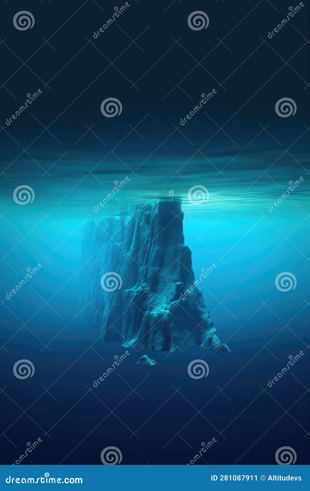 Iceberg Floating in Deep Blue Polar Sea Stock Illustration ...