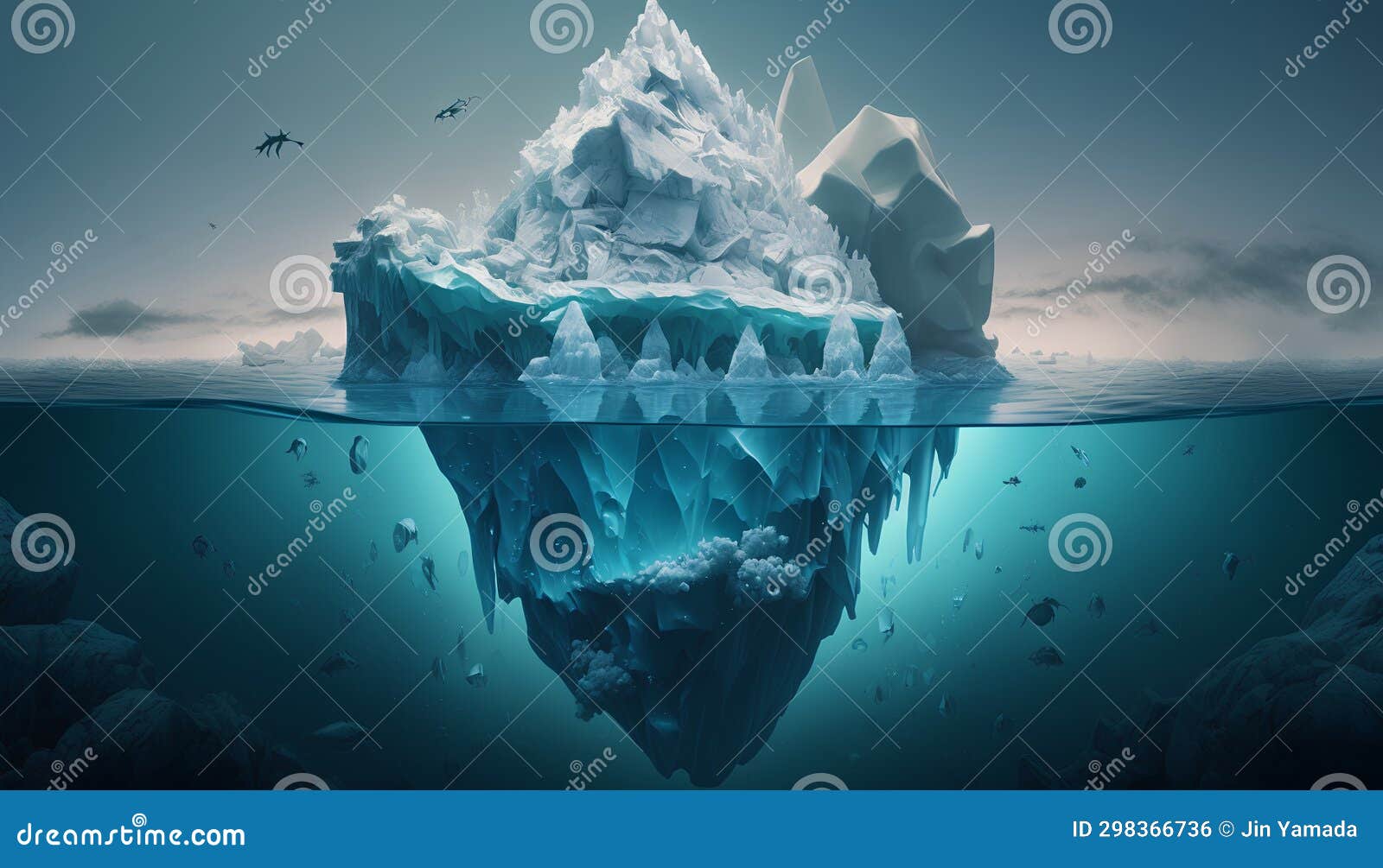 Iceberg Floating in the Water. 3d Rendering. Computer Digital Drawing ...