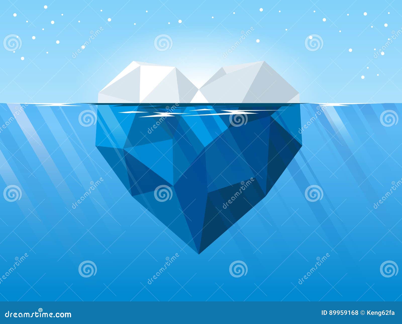 Iceberg In The Deep Ocean Poster. Winter Background With Sun Beam ...