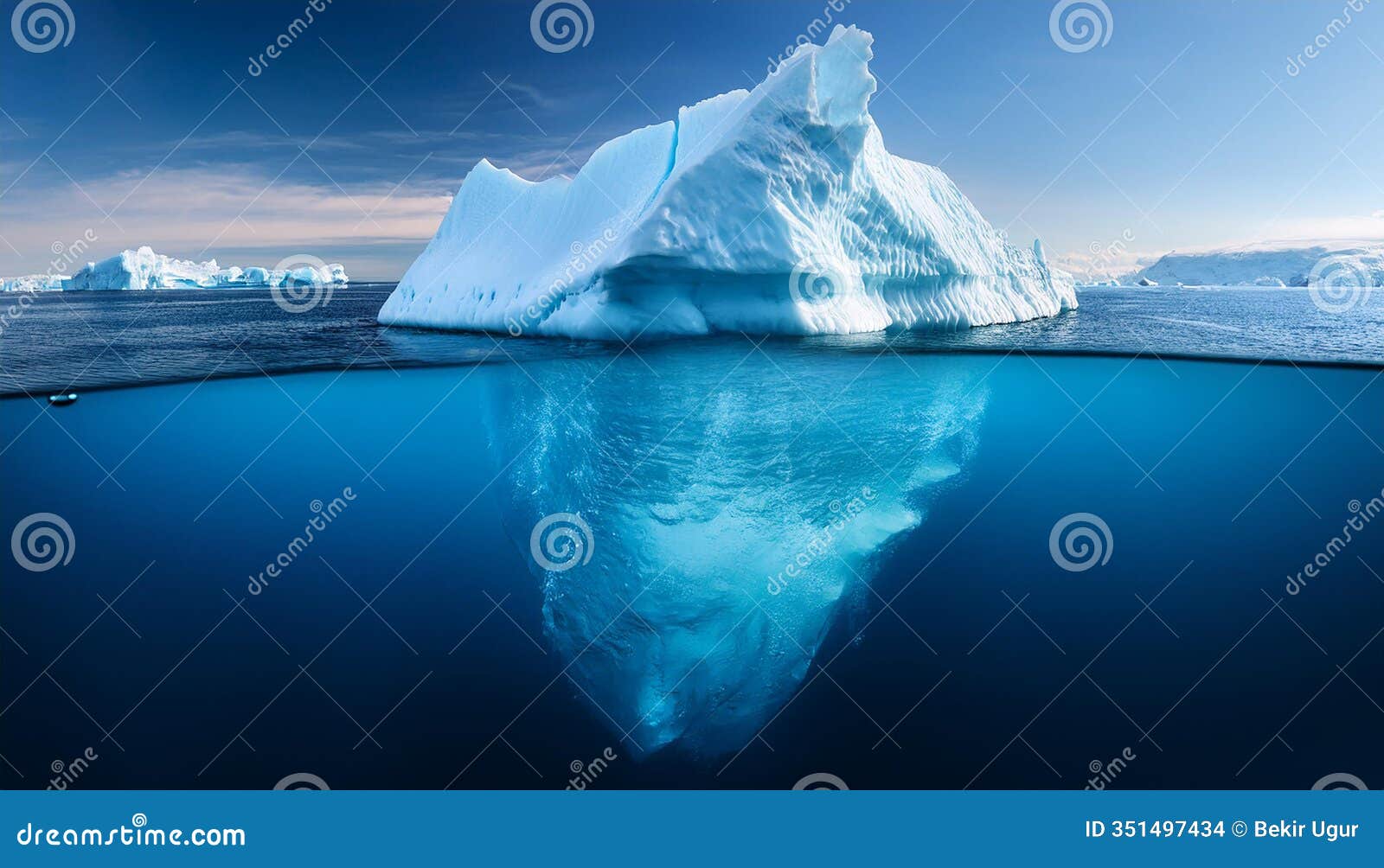 Iceberg - Hidden Danger and Global Warming Concept Stock Illustration ...