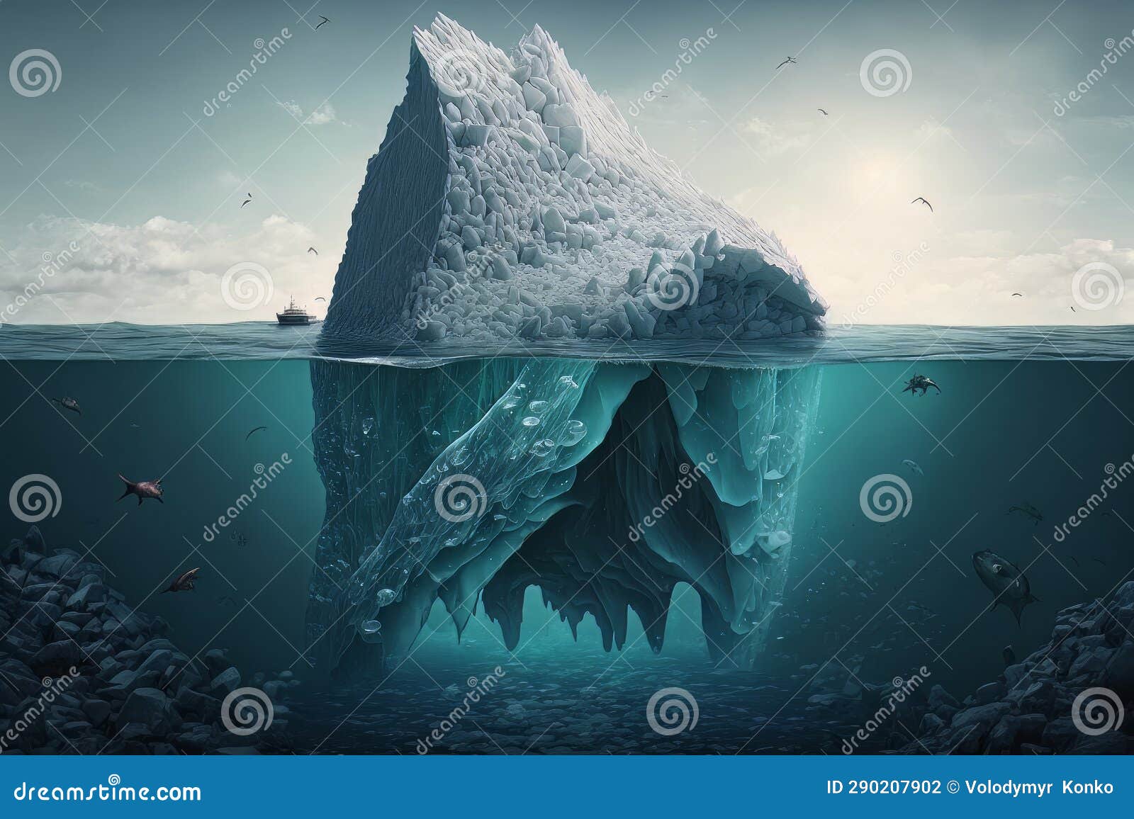 Iceberg Hidden Danger and Global Warming. Generative Ai Stock Photo ...