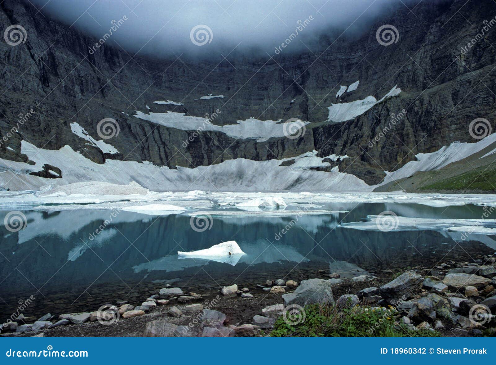 Iceberg Lake in the fog stock photo. Image of wilderness - 18960342