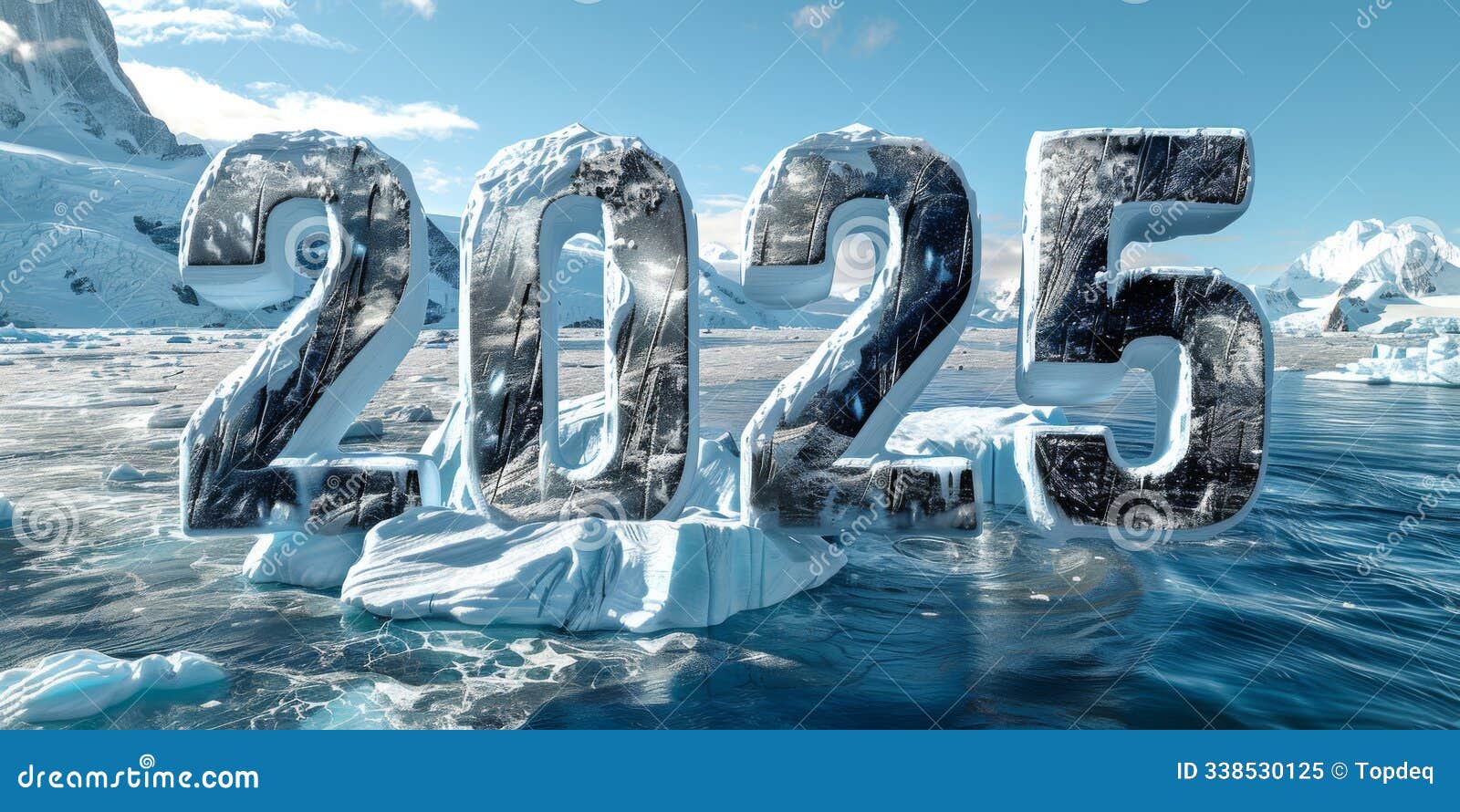 Iceberg with Large 2025 Numbers in Winter Ocean, Background Concept ...
