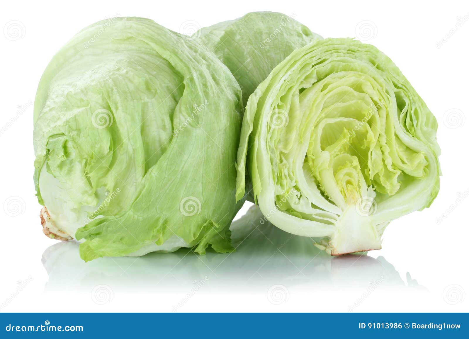 Iceberg Lettuce Fresh Sliced Vegetable Isolated Stock Photo - Image of ...
