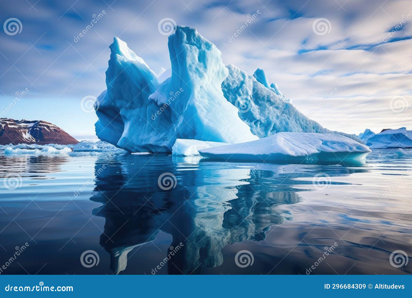 Iceberg Looming Over a Field of Floating Ice Shards Stock Image - Image ...