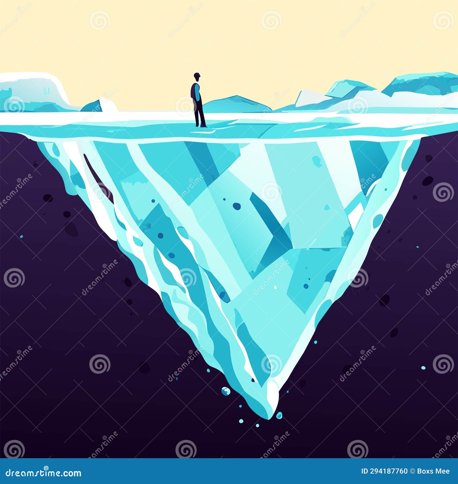 Of an Iceberg with a Man on it. Vector Generative AI Stock Vector ...
