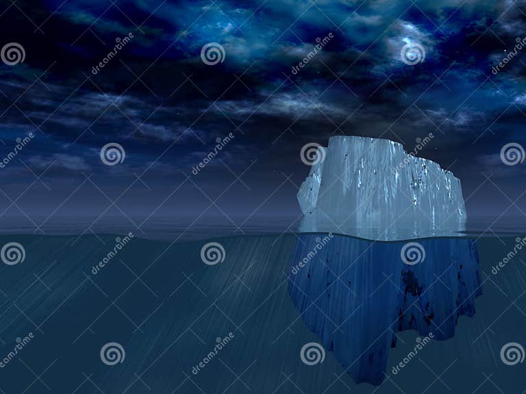Iceberg at night stock illustration. Illustration of beneath - 16539207