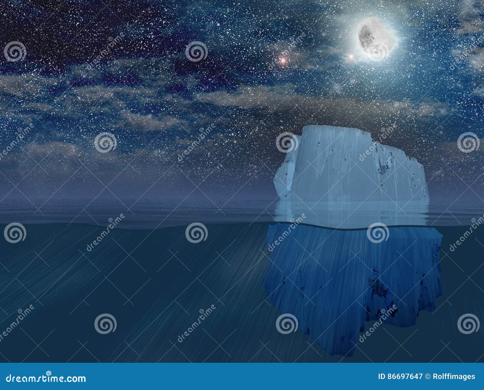 An Iceberg At Night At Sea Stars Milky Way Aurora Borealis In The Sky ...