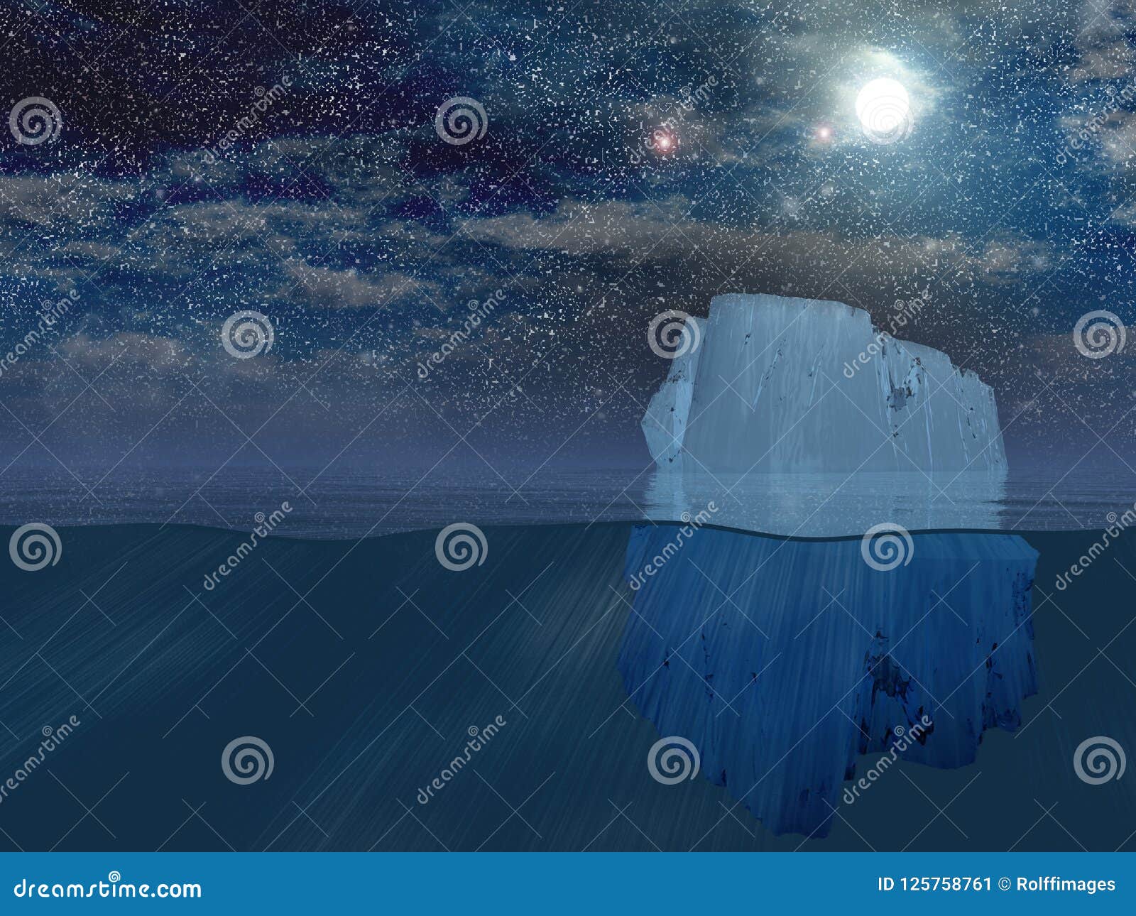 Iceberg at night stock illustration. Illustration of beneath - 125758761