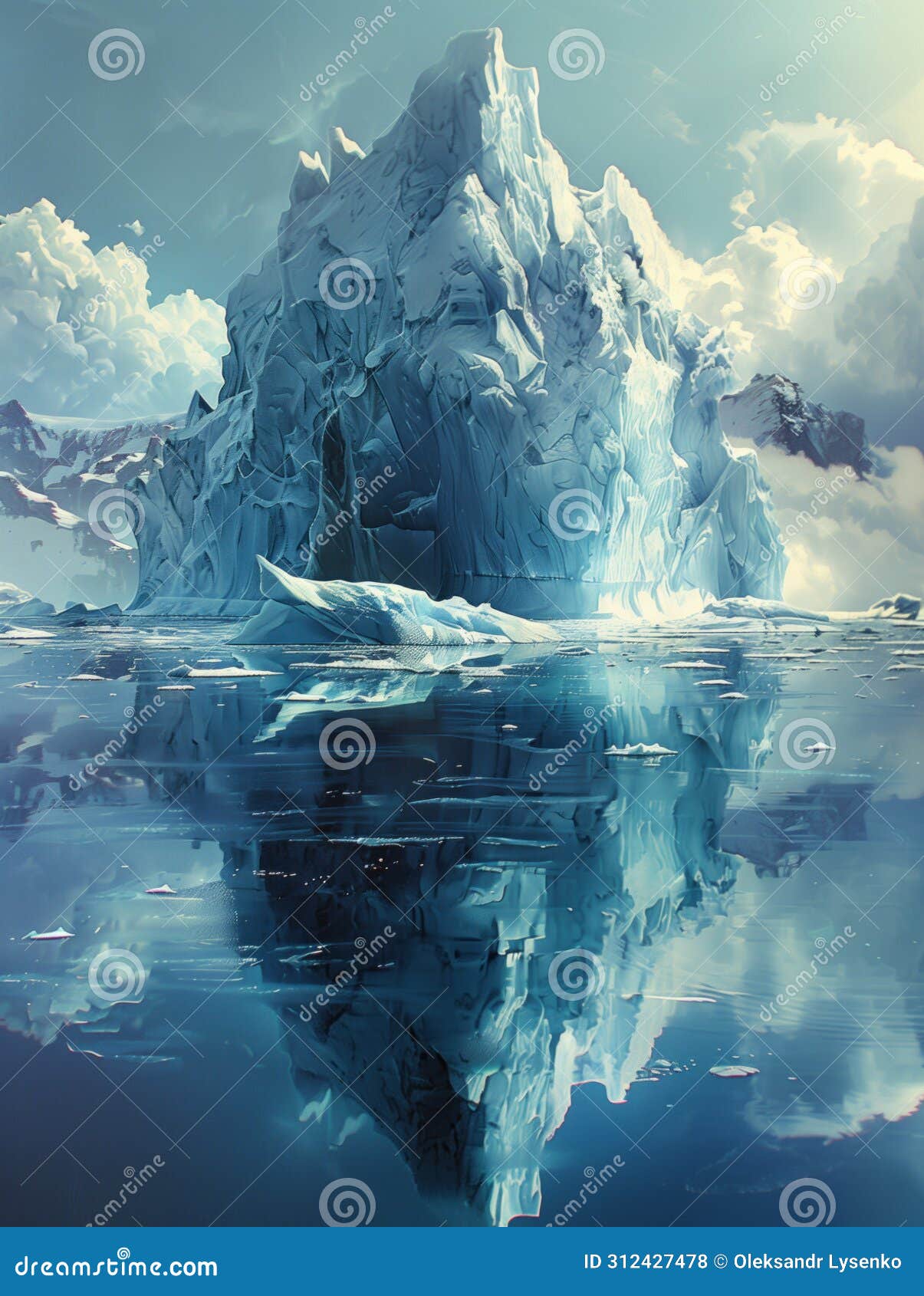 Iceberg in the Ocean Seascape Stock Illustration - Illustration of ...
