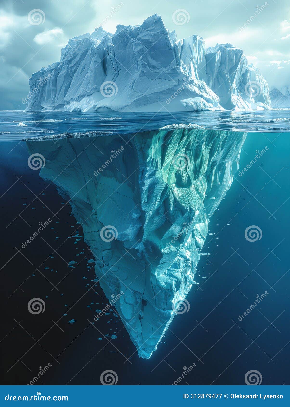 Iceberg in the Ocean Seascape Stock Illustration - Illustration of blue ...