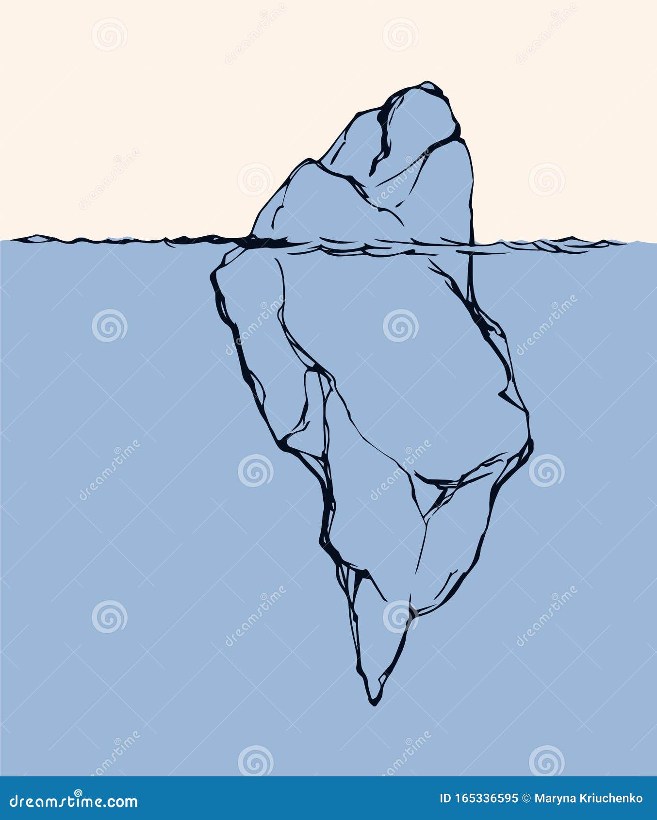 Iceberg in the Ocean. Vector Drawing Stock Vector - Illustration of ...