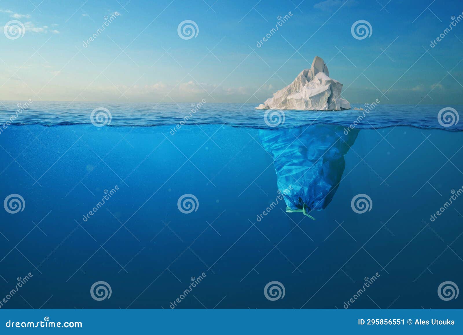 Iceberg - Plastic Bag with a View Under the Water. Pollution of the ...