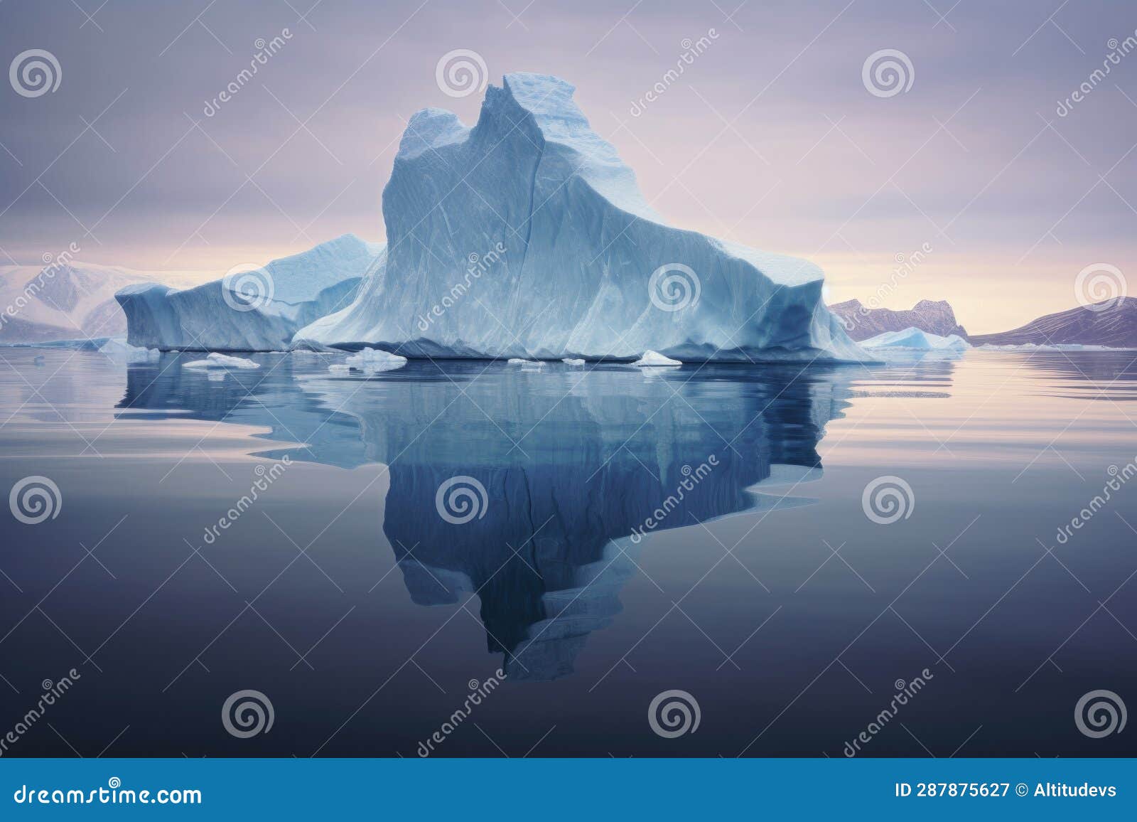 Iceberg Reflection on Calm Water Surface Stock Image - Image of ocean ...
