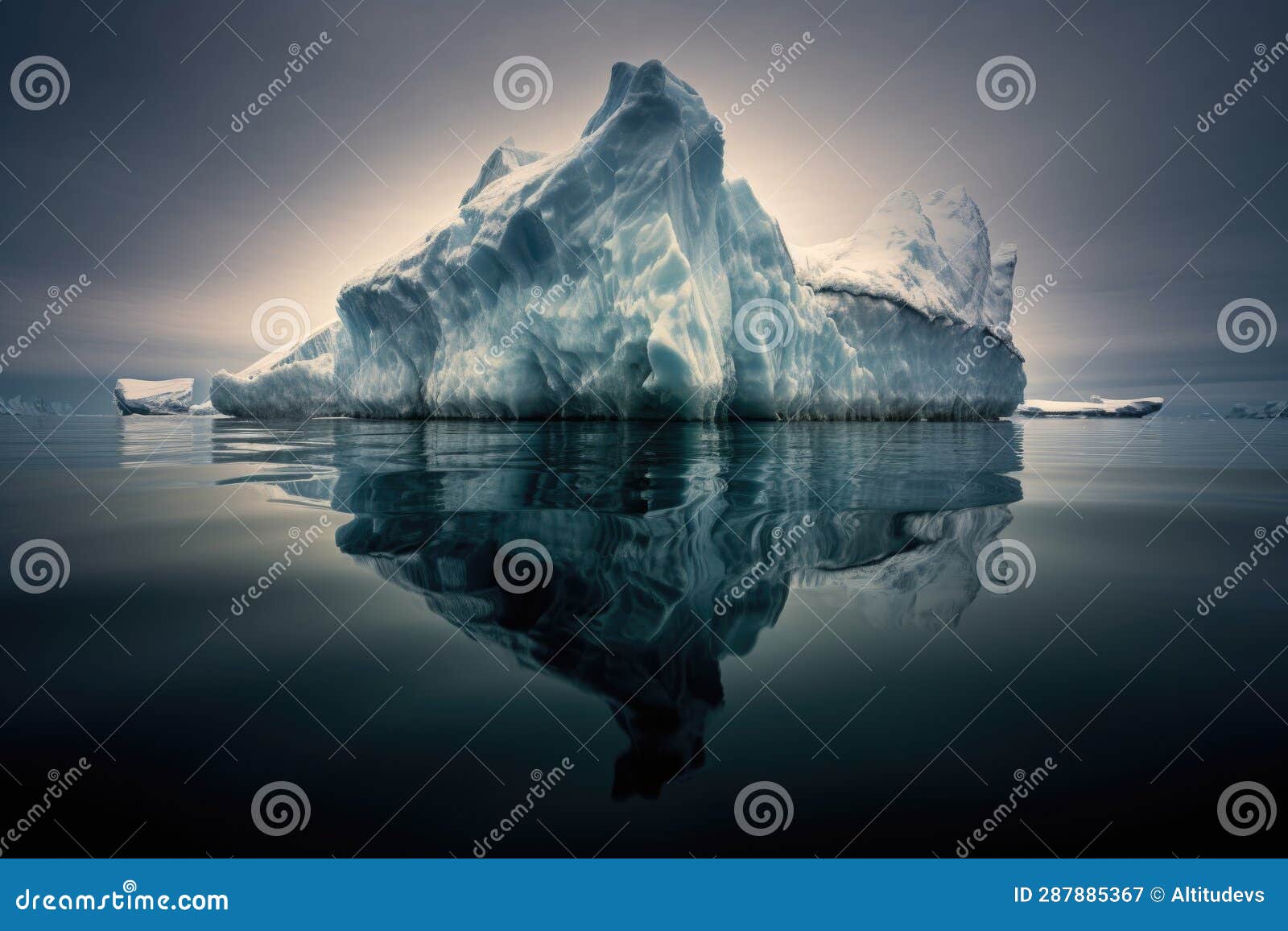 Iceberg Reflection on the Water Surface from Below Stock Illustration ...