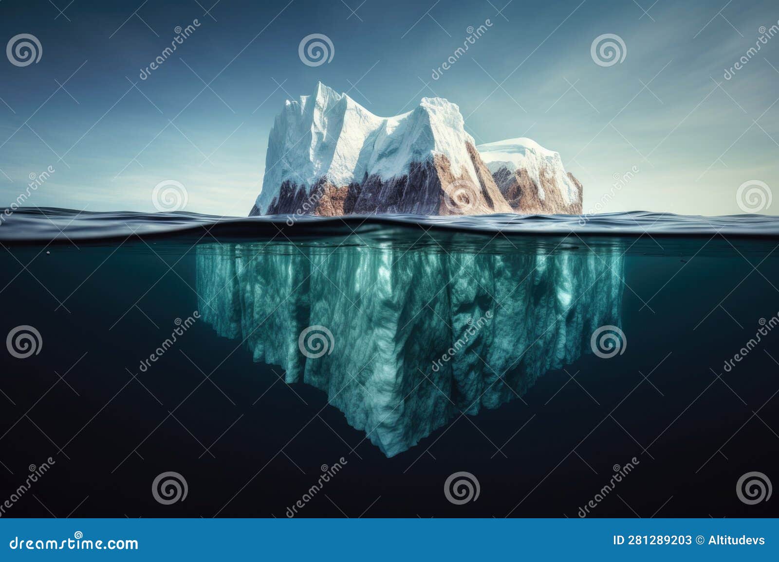 Iceberg Reflection on Water Surface from Beneath Stock Illustration ...