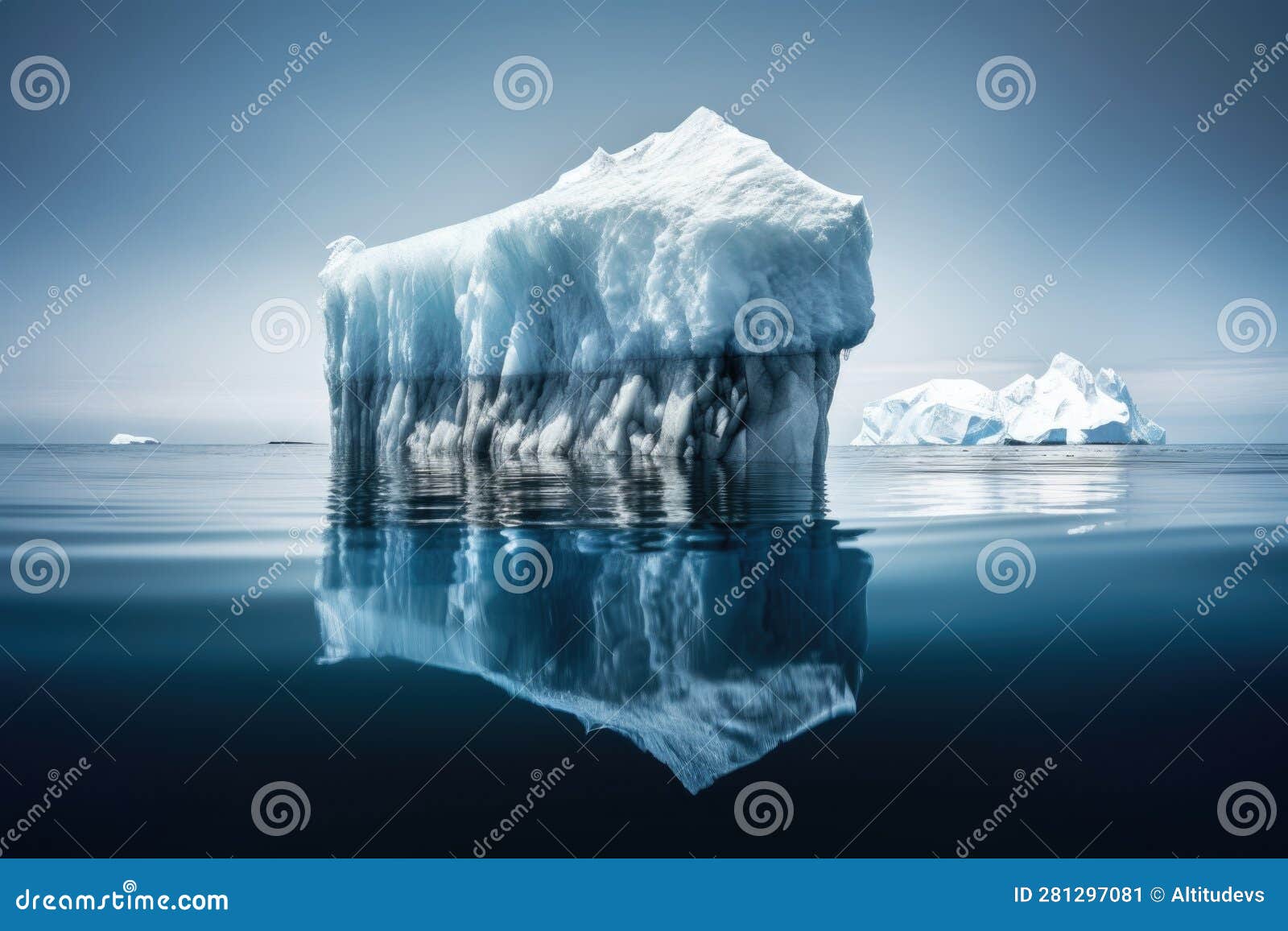Iceberg Reflection on Water Surface from Beneath Stock Illustration ...