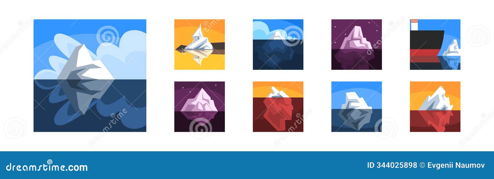 Solid Iceberg. Rock Stone Or Ice. Black Silhouette Drawing. Uneven ...