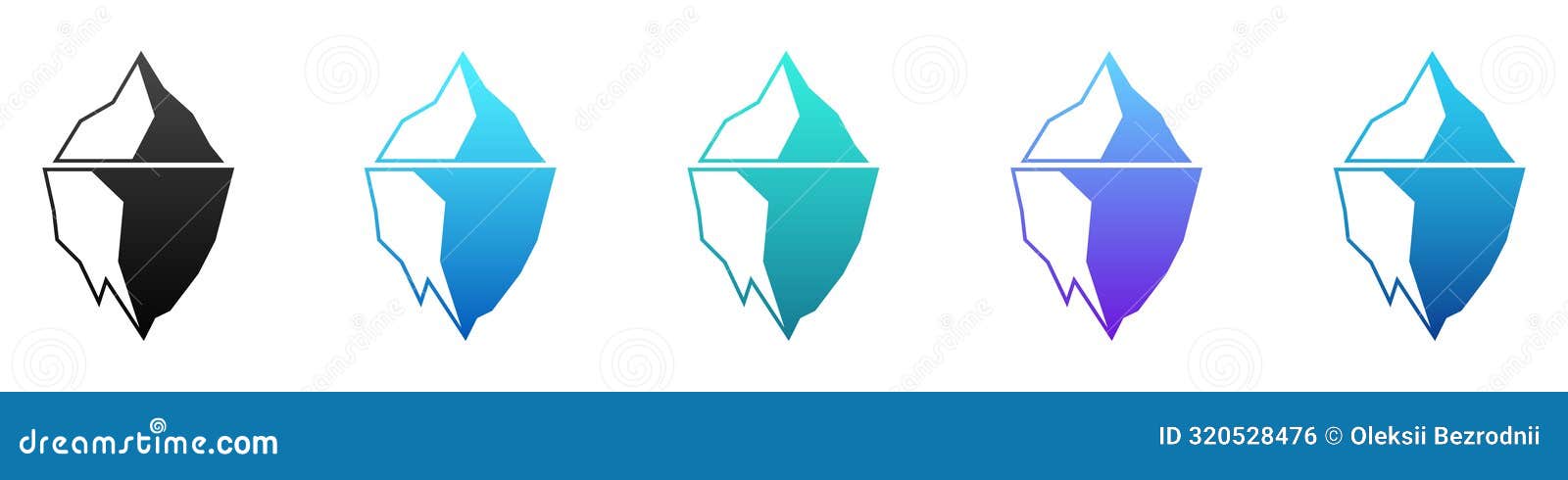 Iceberg Silhouette Gradient Icon Set. Ice Berg Vector | CartoonDealer ...