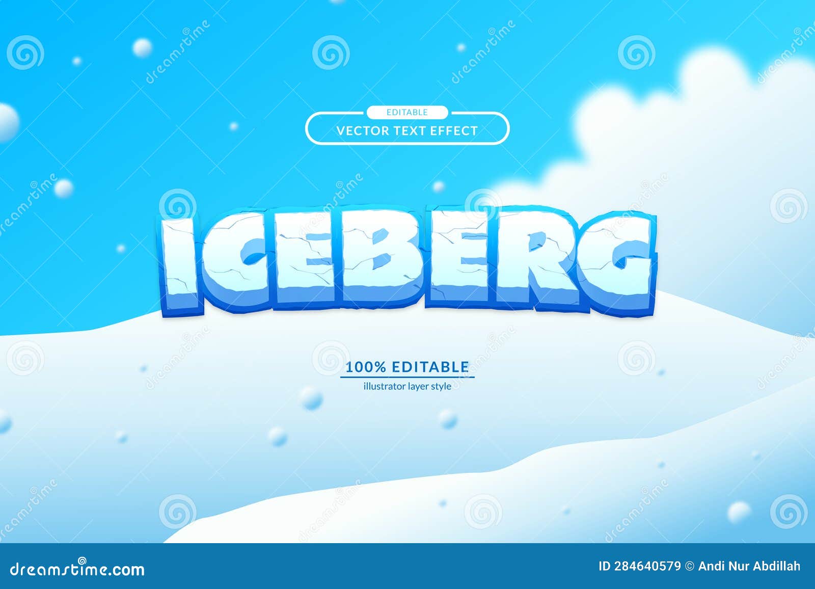 Iceberg Snow at Winter Season Fun Playful Editable Text Effect. Eps ...