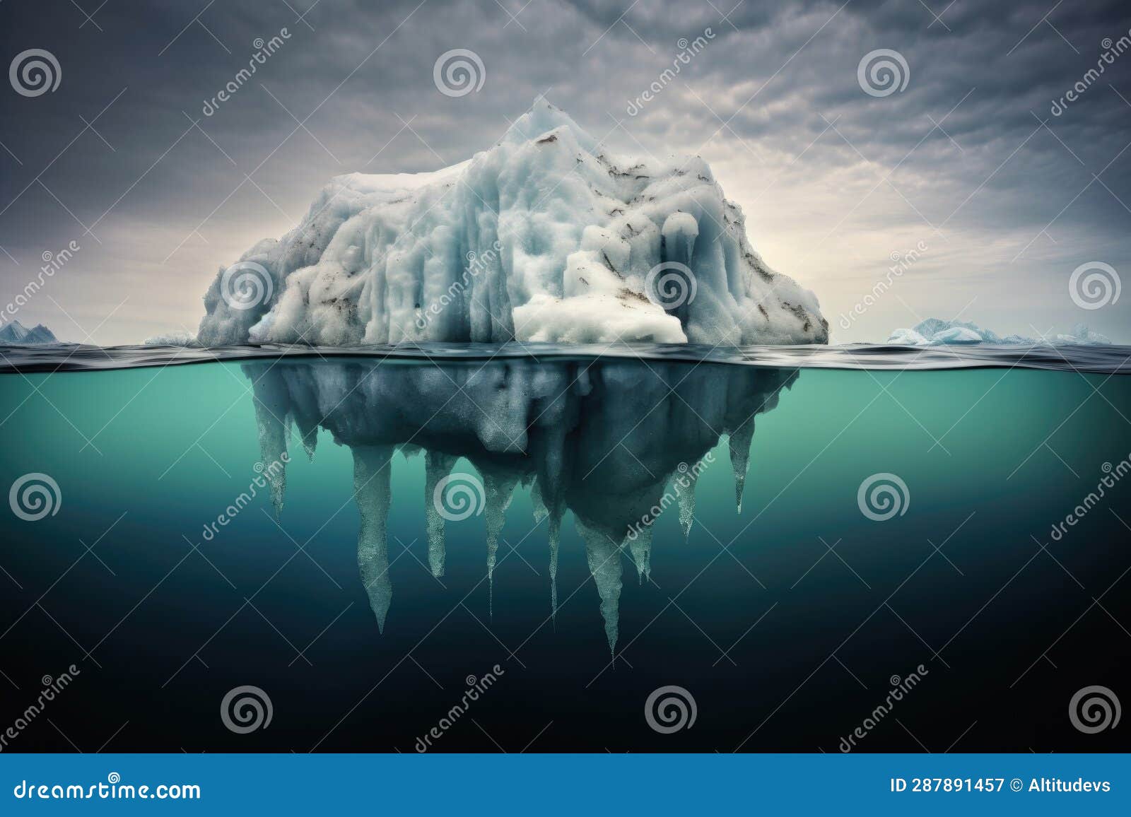 Iceberg Surrounded by Floating Ice Chunks Stock Image - Image of chunks ...