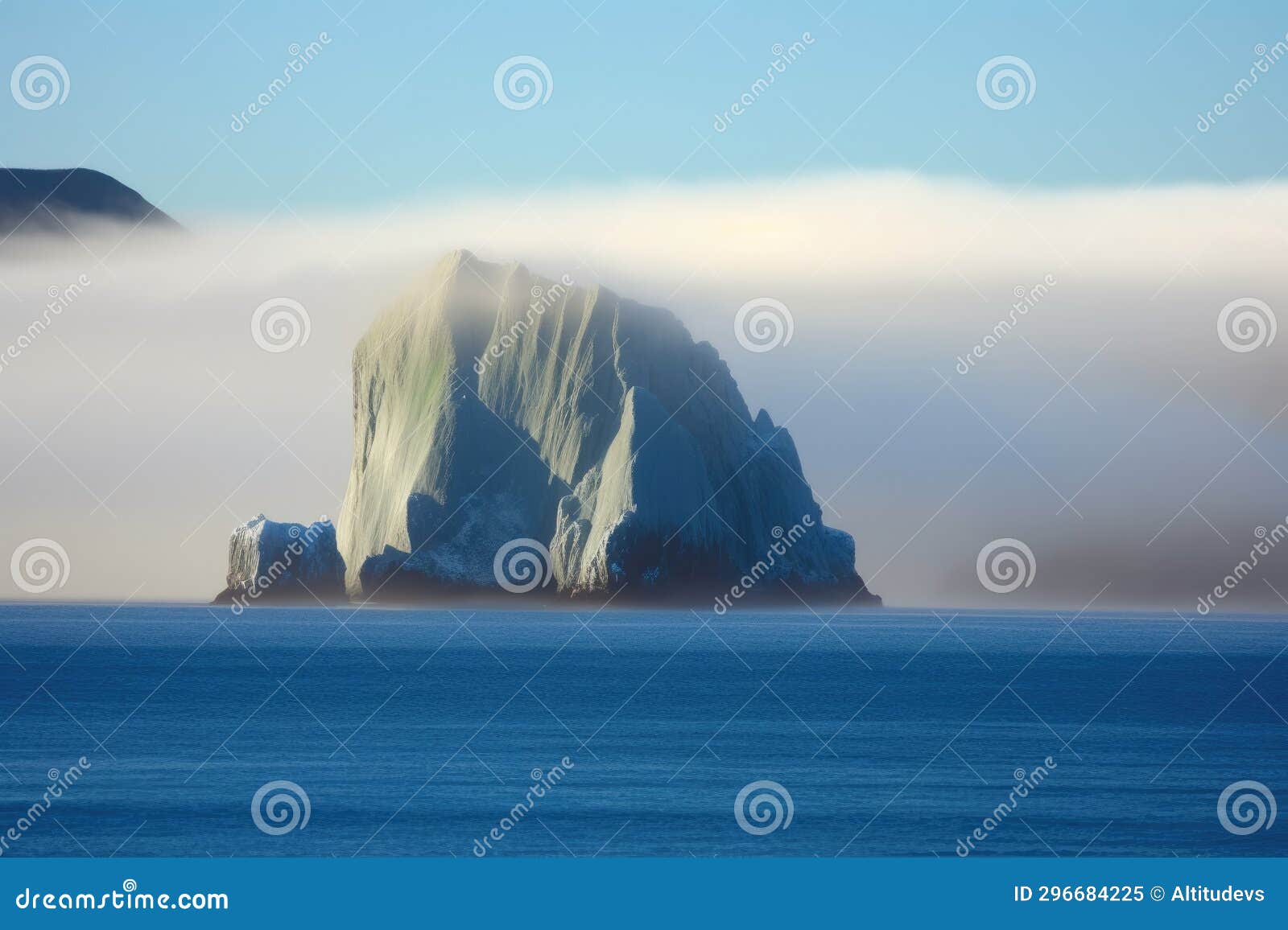 Iceberg Surrounded by Mist in Early Morning Light Stock Illustration ...