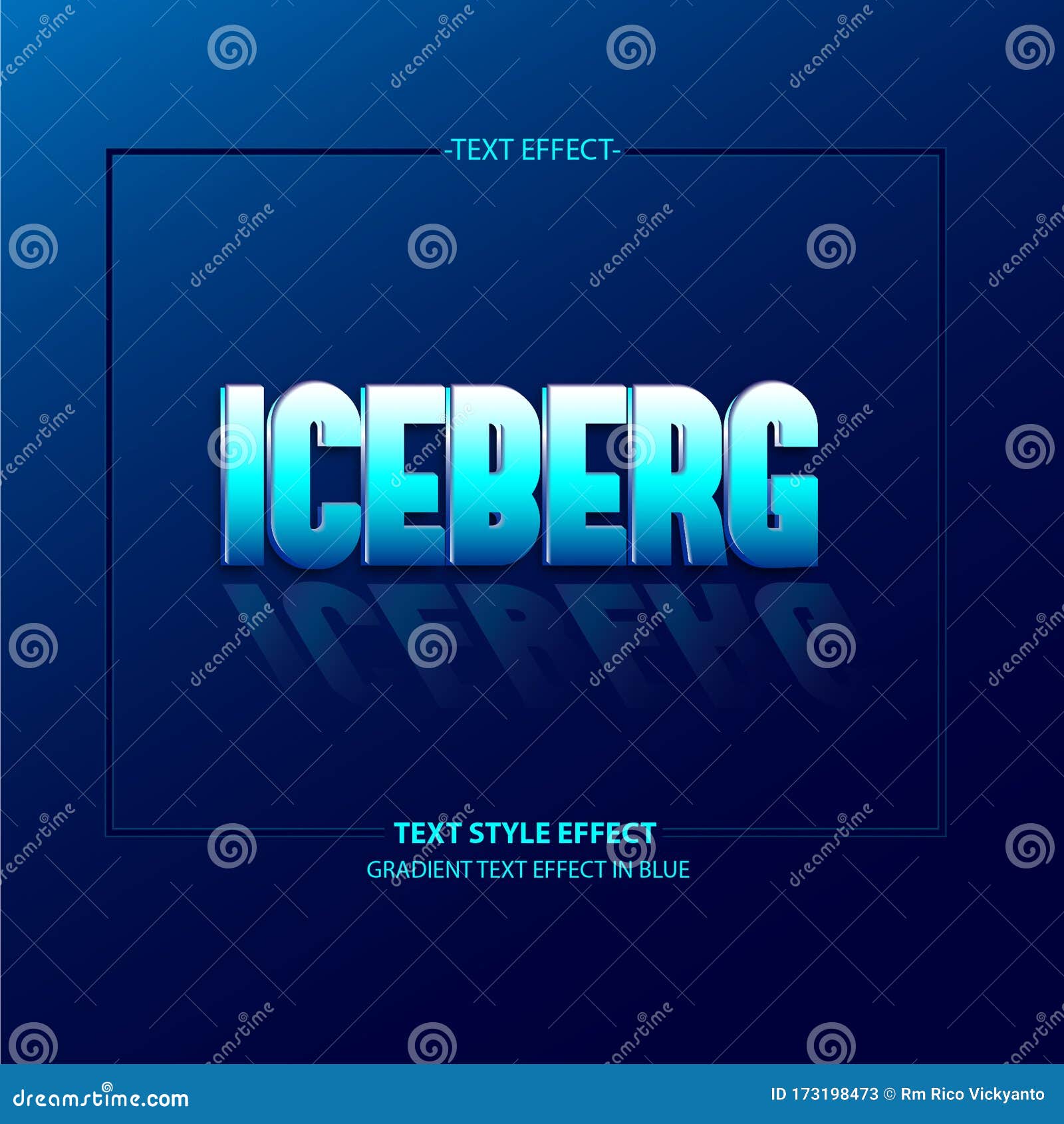 Iceberg Text Effect in Blue Gradient Stock Illustration - Illustration ...