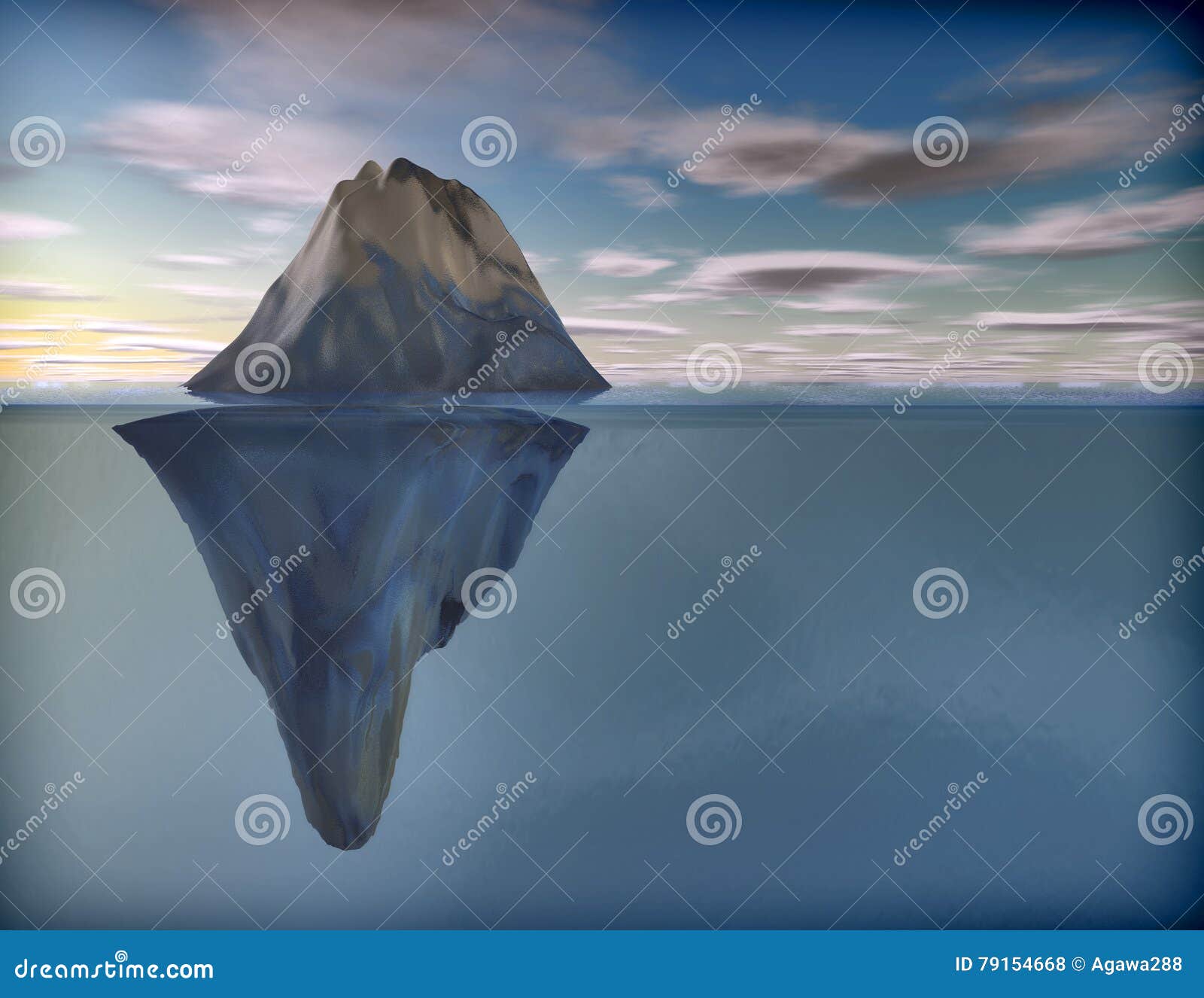Iceberg Under Water Stylized 3D Illustration. Stock Illustration ...