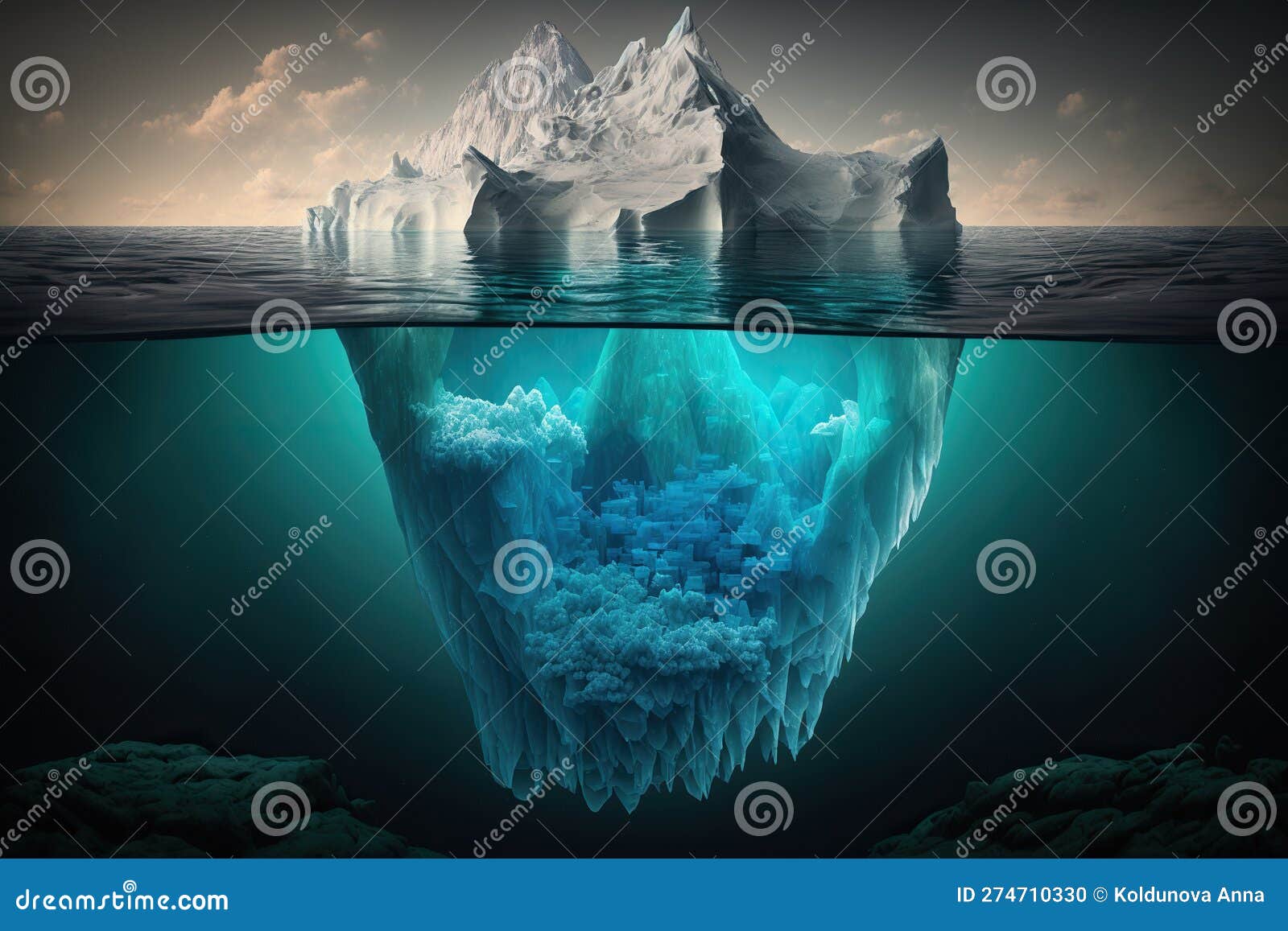 Iceberg or Underwater Risk Created with Generative AI Technology Stock ...