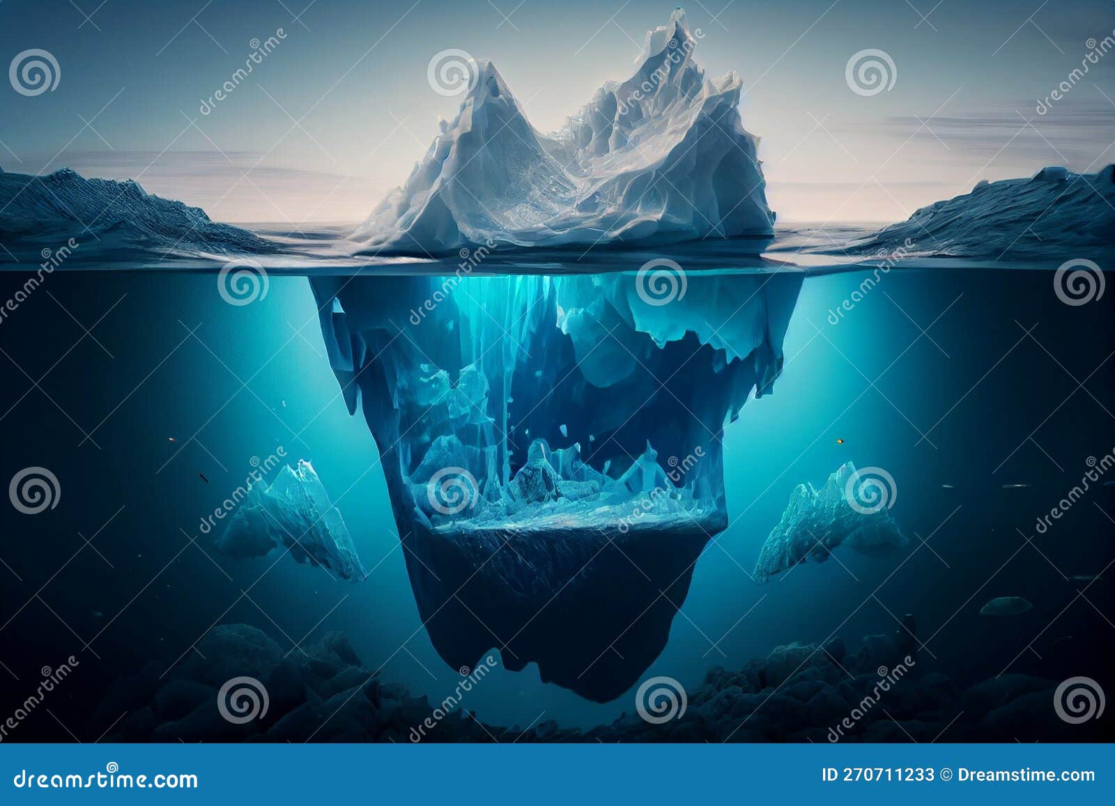 Iceberg Underwater Risk, Dark Hidden .generative Ai Stock Image - Image ...