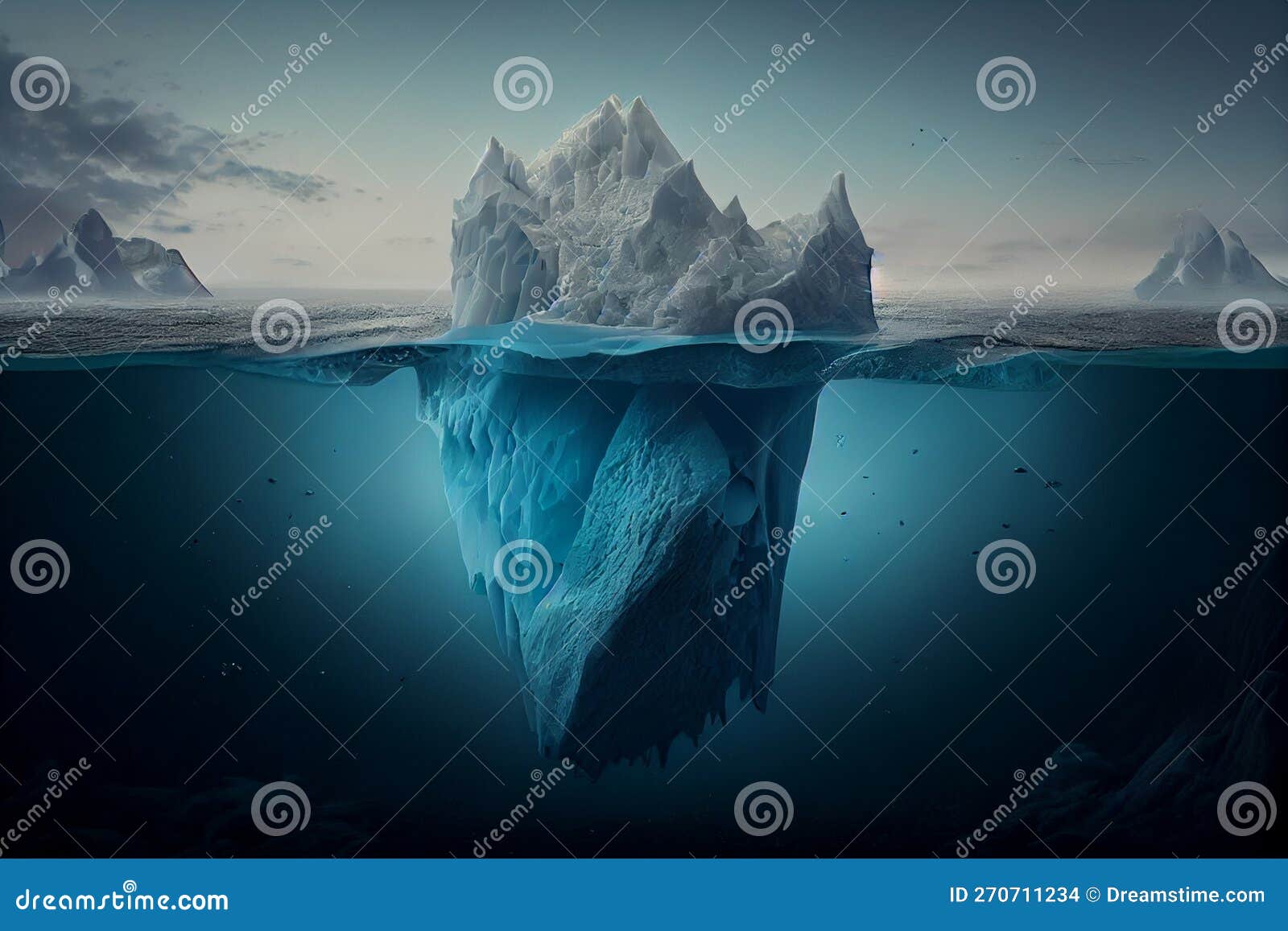 Iceberg Underwater Due To Ice Set Isolated. Antarctic Polar Iceberg ...