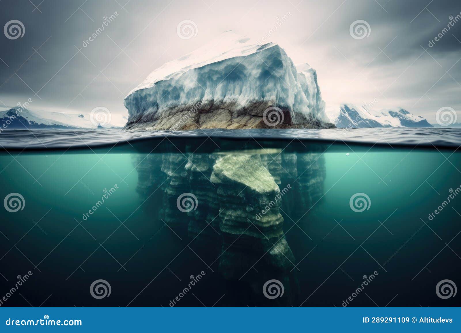 Iceberg with a Visible Split, Showcasing Layers Underwater Stock Image ...