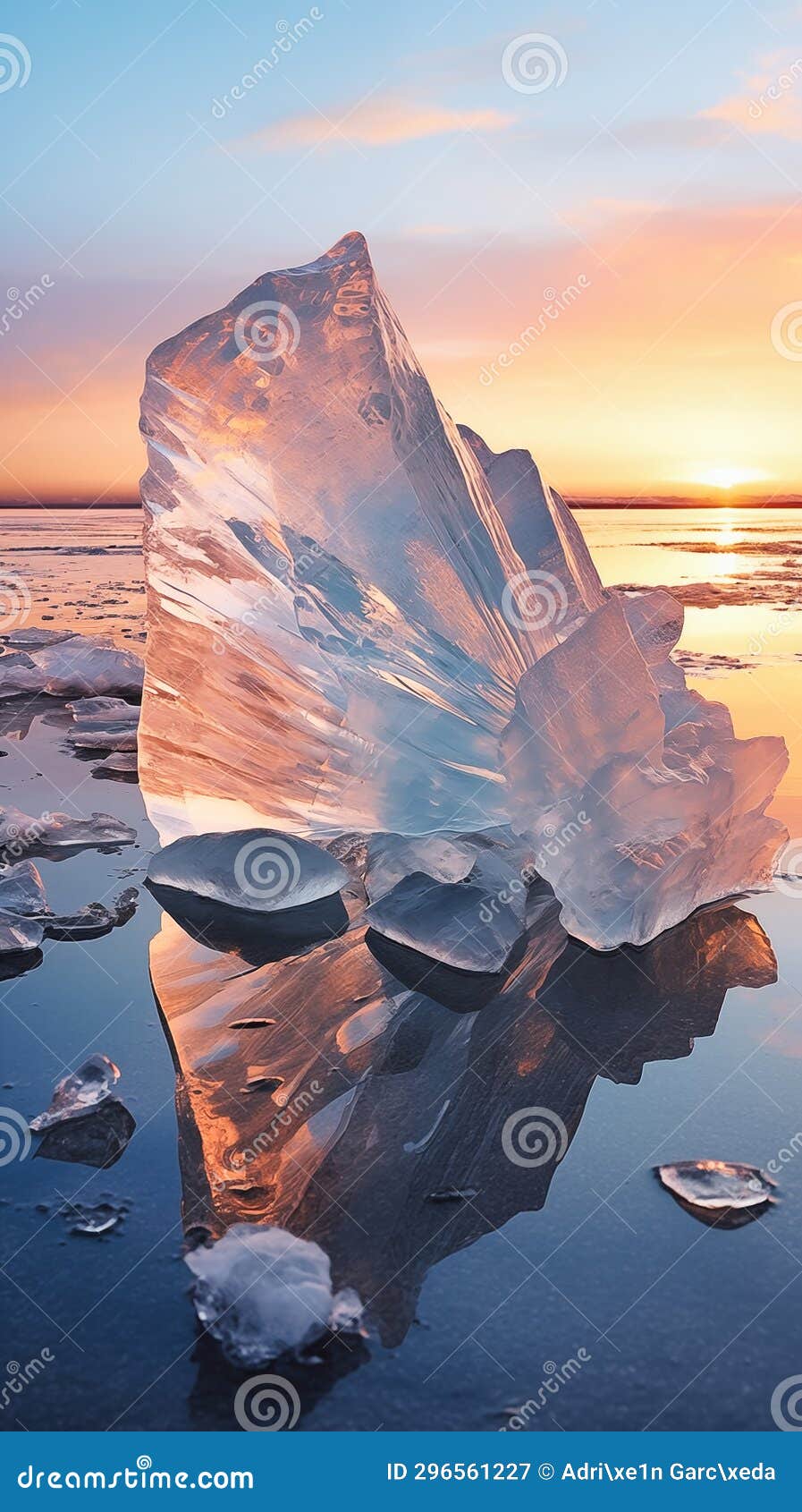 Iceberg at sunset stock illustration. Illustration of aerial - 296561227