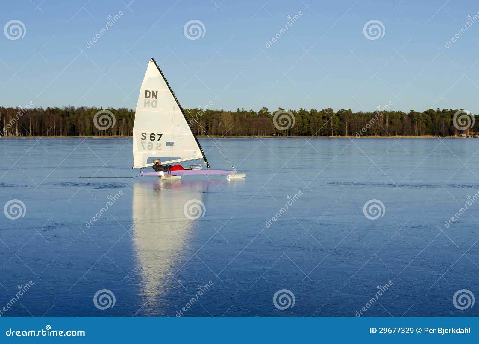 Iceboat on Perfect Black Ice Editorial Stock Image - Image of ...