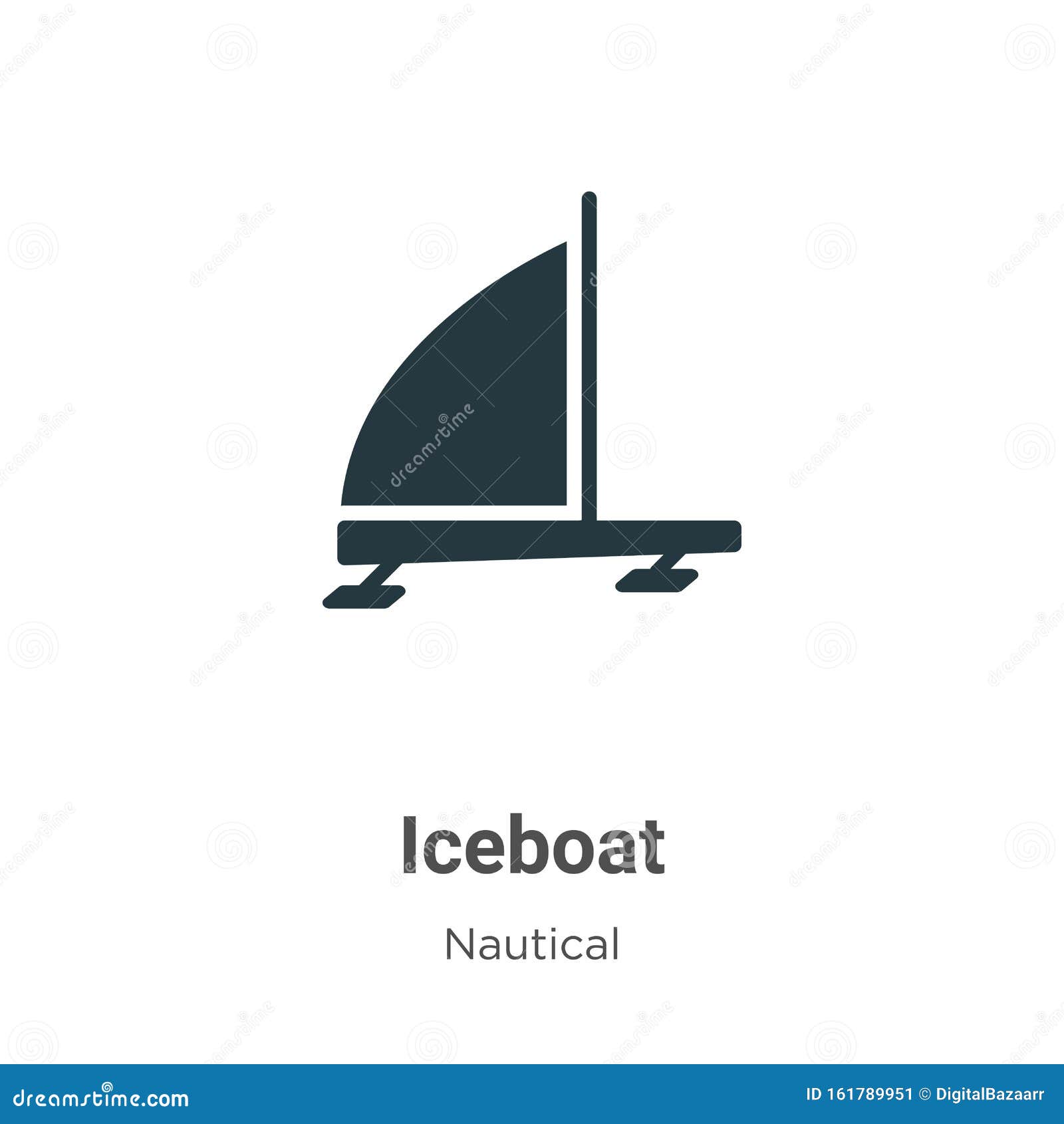 Iceboat Vector Icon on White Background. Flat Vector Iceboat Icon ...
