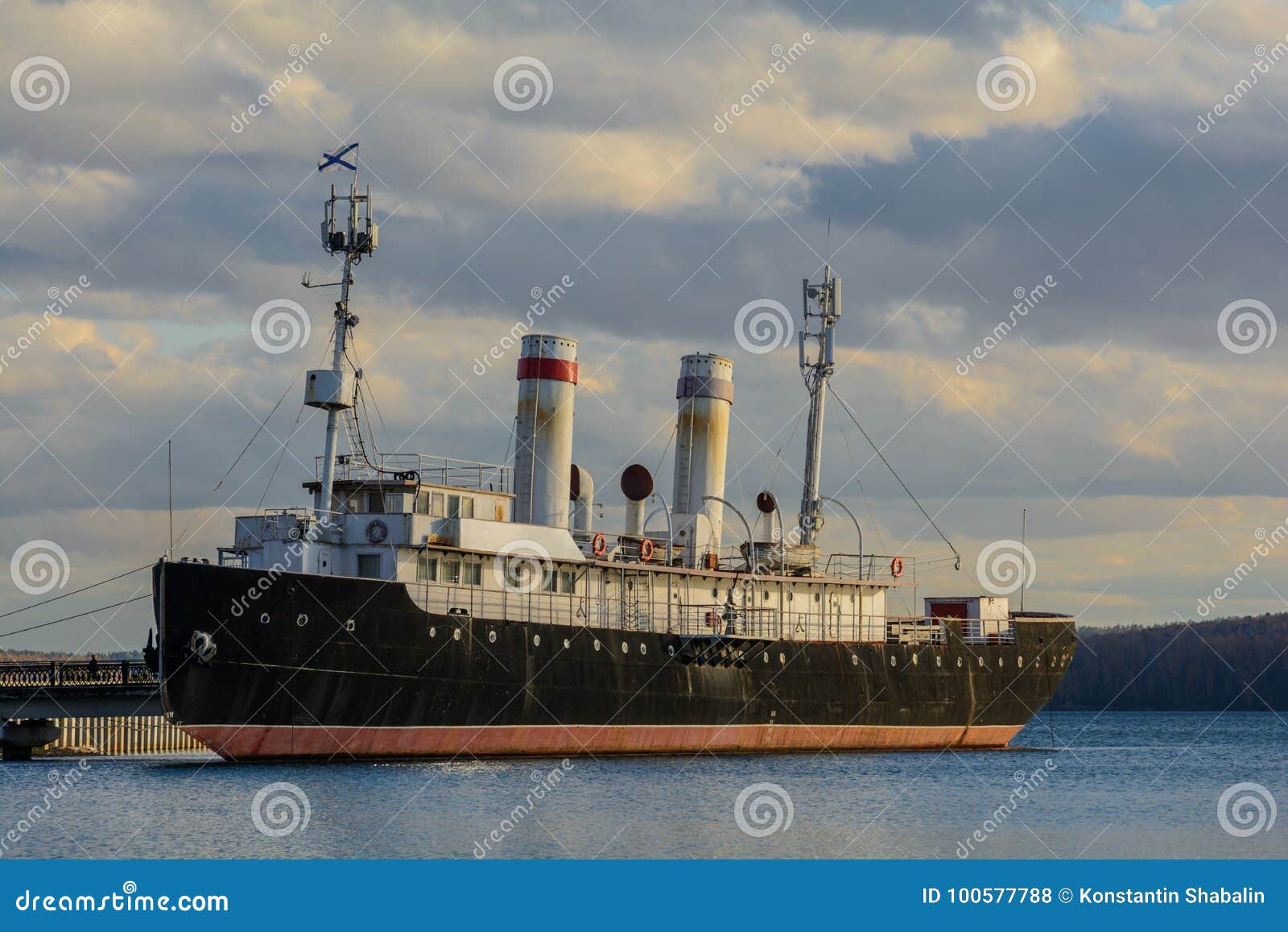 Icebreaker in the Angara River. Stock Photo - Image of black, antarctic ...