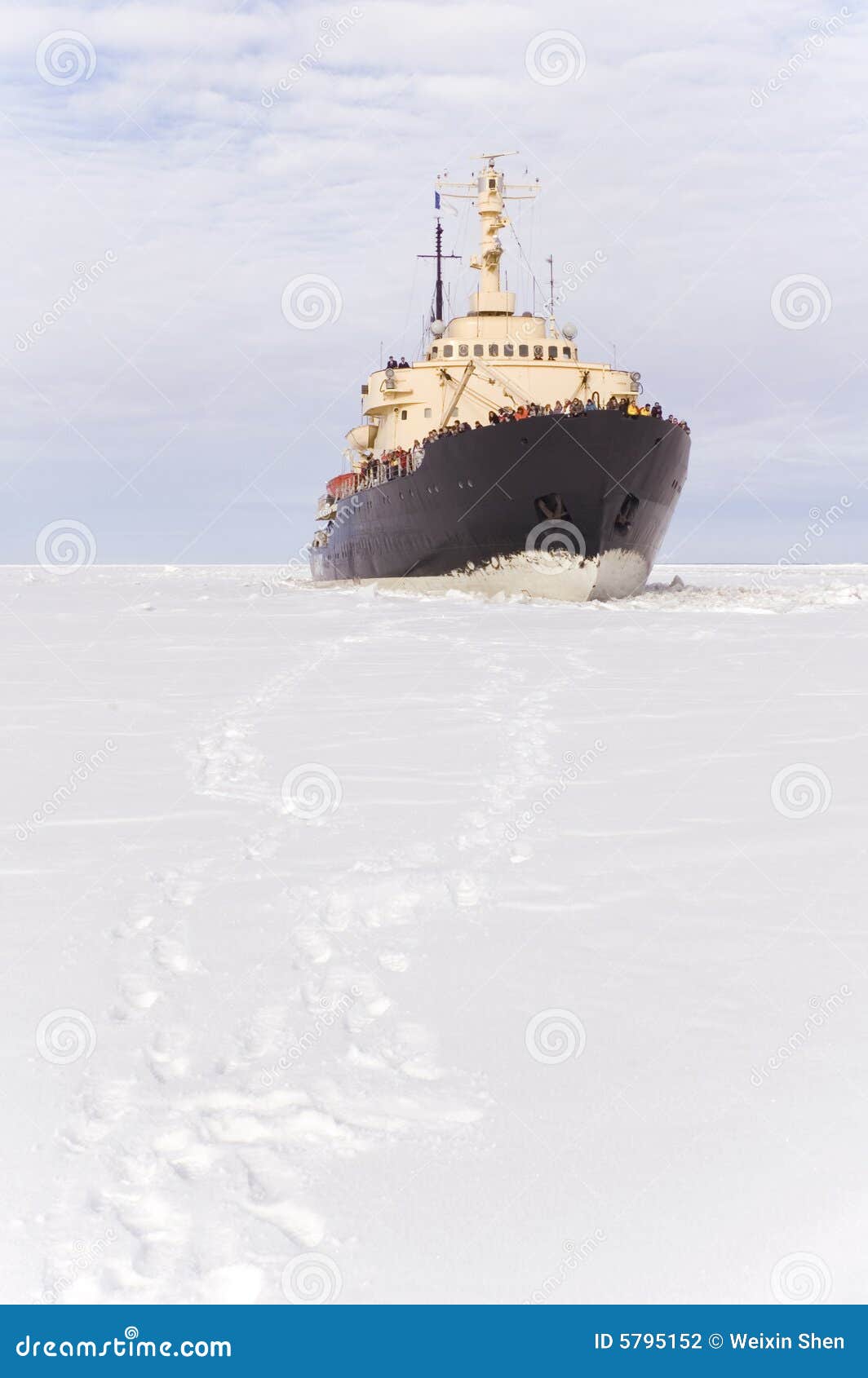 Icebreaker on the Frozen Sea Stock Photo - Image of cold, snow: 5795152