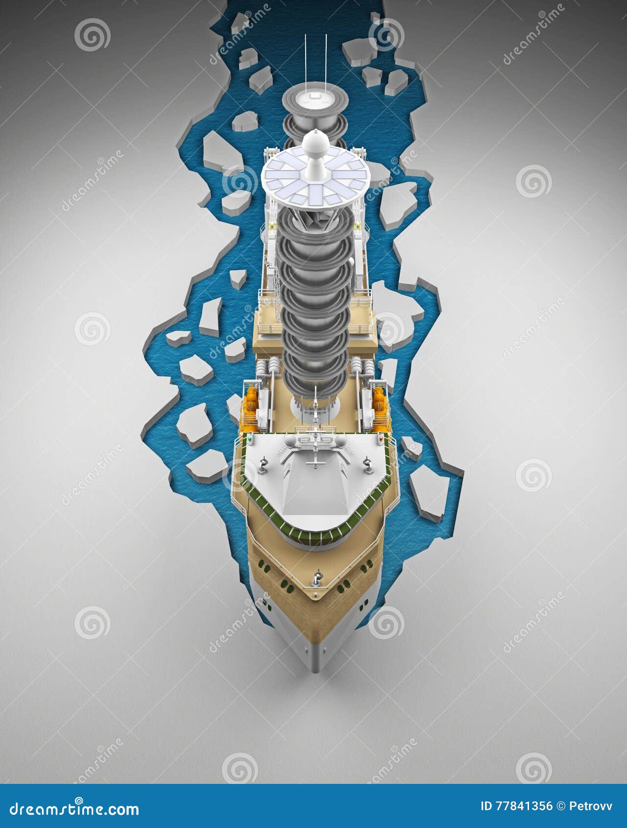 Icebreaker Top View from the Front. 3d Rendering Stock Illustration ...