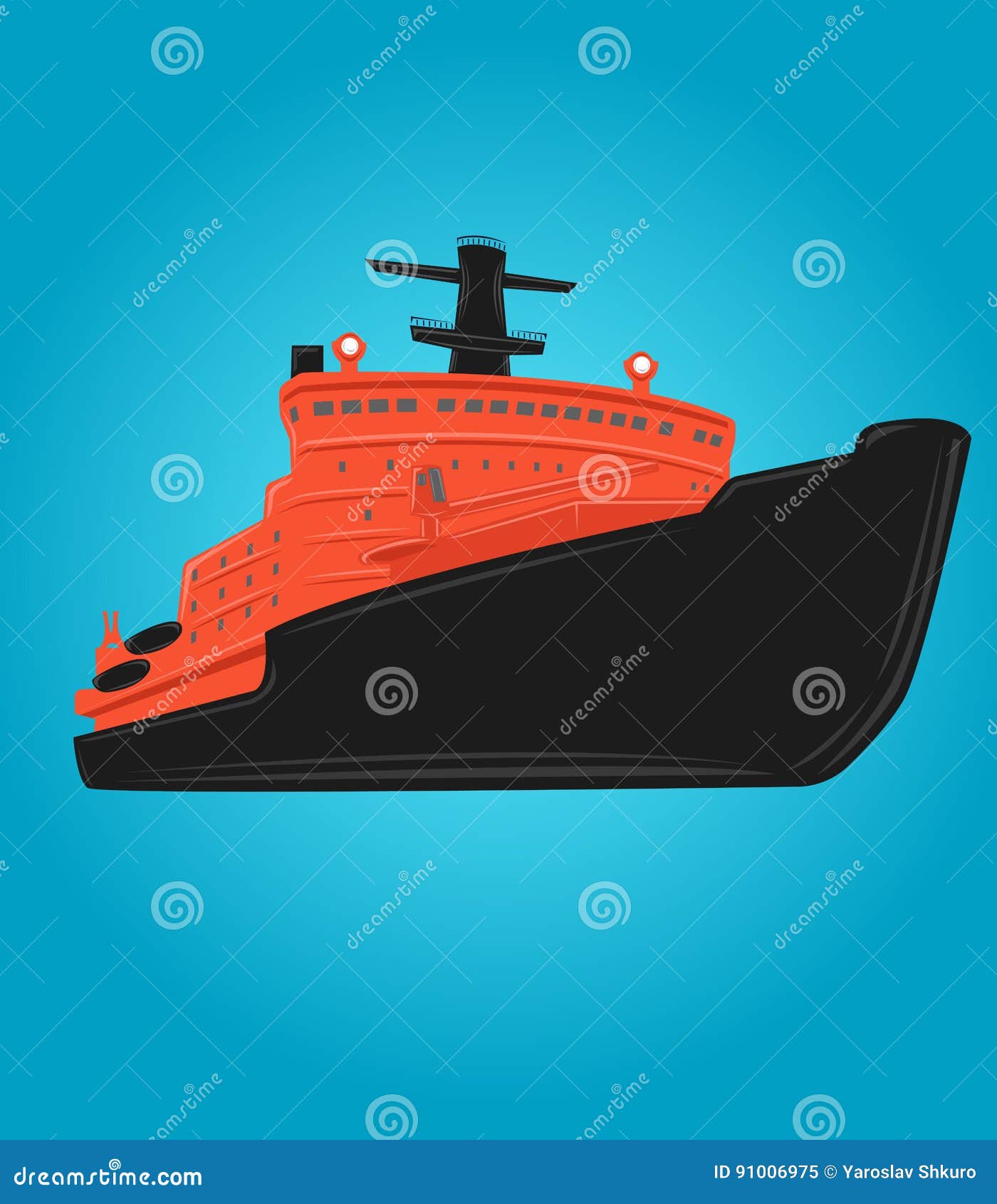 Icebreaker Vector Illustration. Nuclear Powered Ship. Arctic Vessel ...