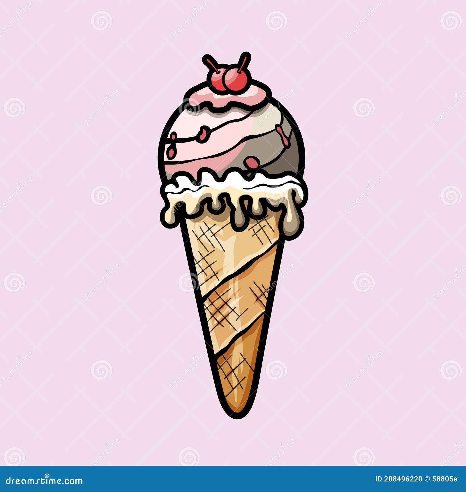 Ice Cream Doodle Sticker Logo Design Template Stock Vector ...