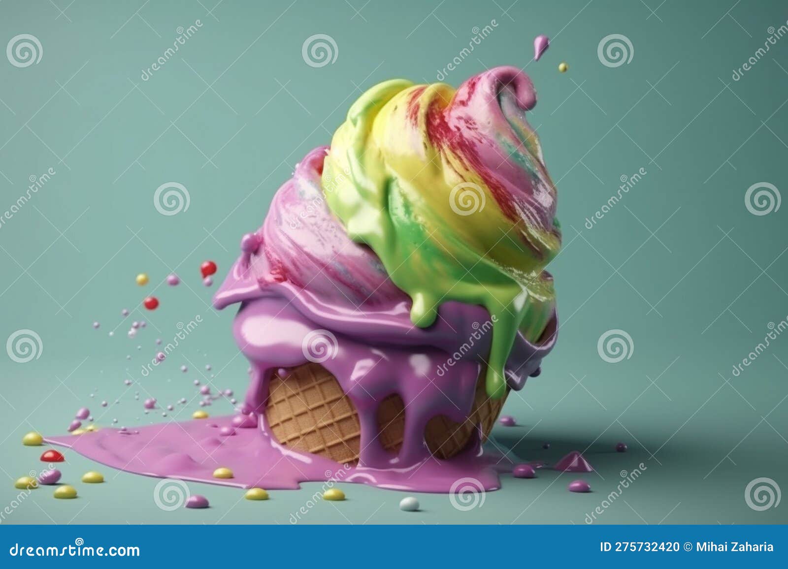 Icecream Cones Melting in the Summer. Studio Setup. Generative AI Stock ...