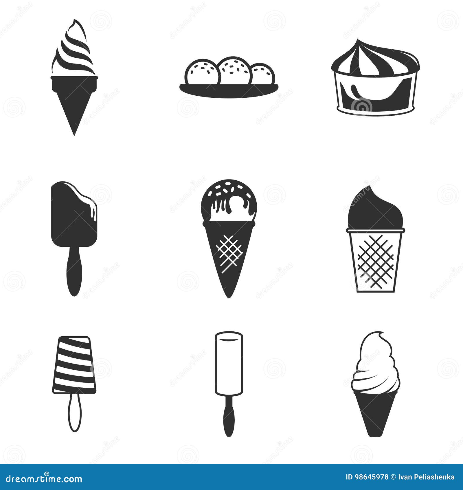 Icecream icons stock illustration. Illustration of frozen - 98645978