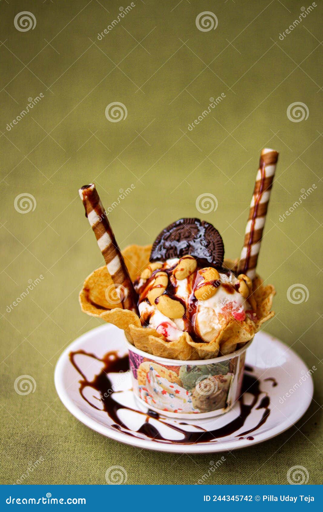 Icecream sundae in cup stock photo. Image of buttercream - 244345742